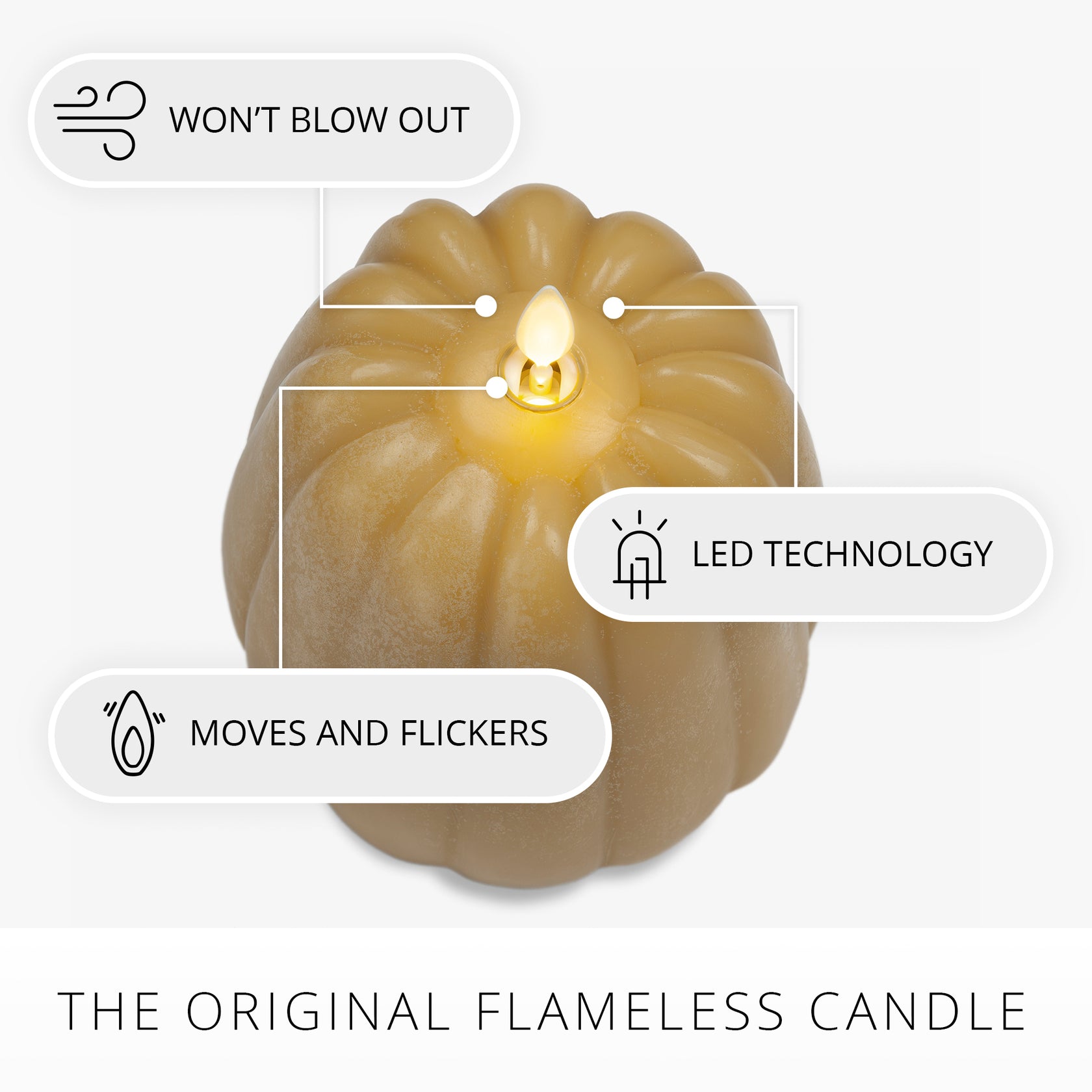 Harvest Gold Flameless Candle Pumpkin – Luminara