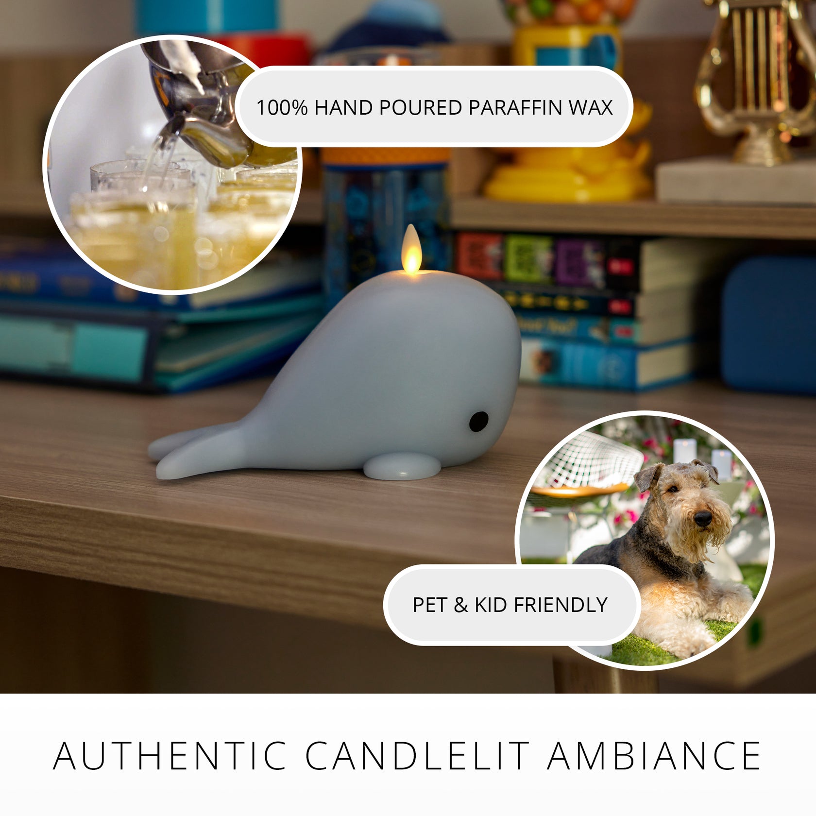 Celestial Blue Flameless Candle Whale – Luminara
