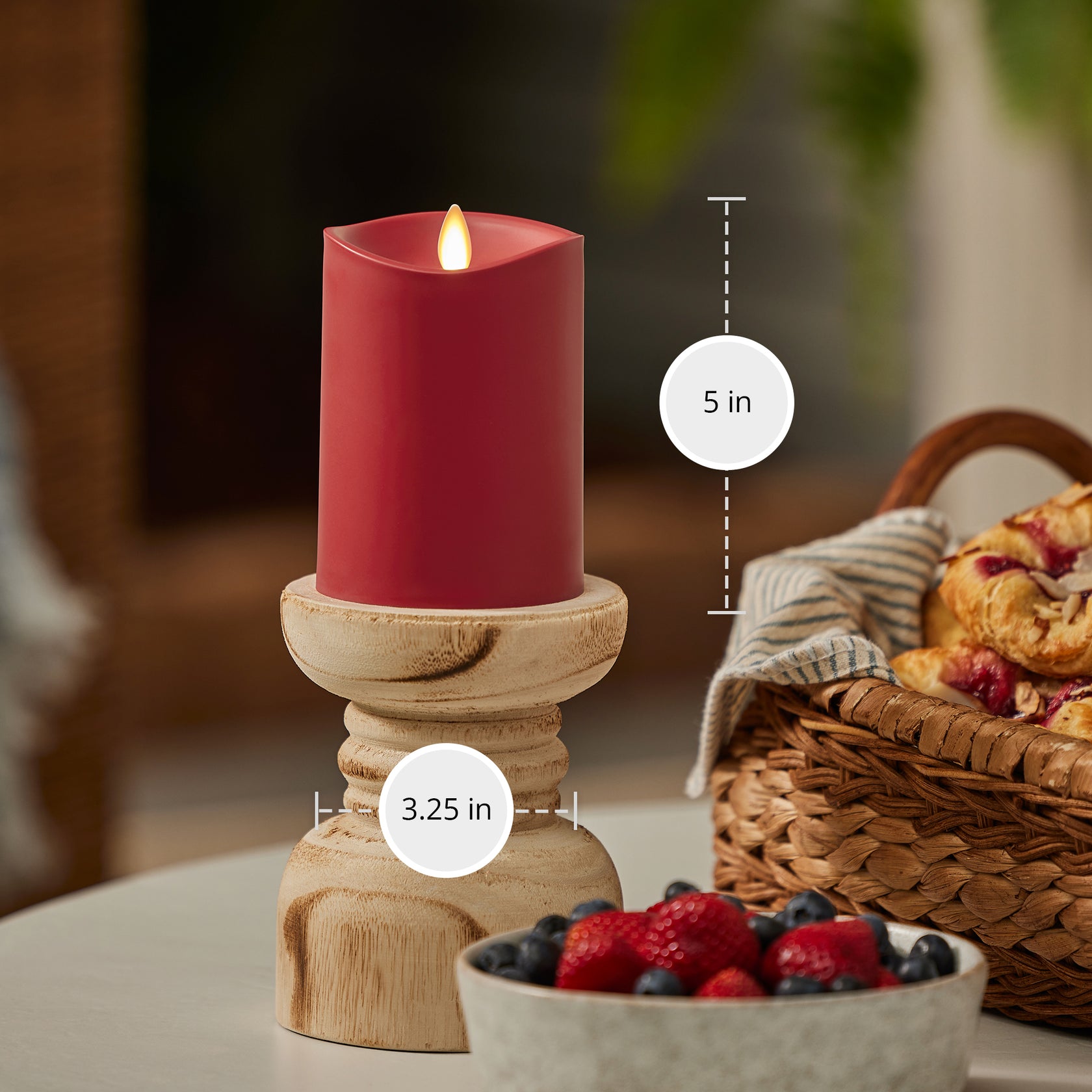 Cherry Red Outdoor Flameless Candle Pillar – Luminara