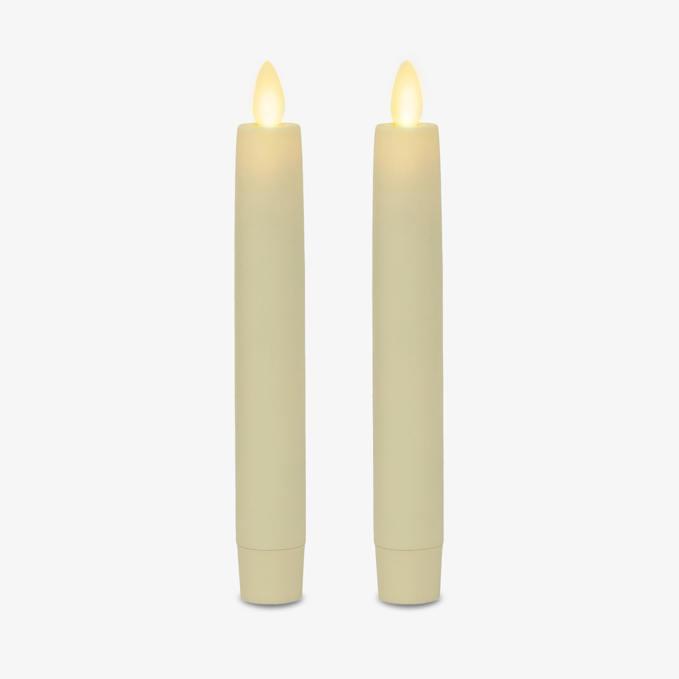 Ivory Flameless Candle Tapers - Flat Top - 6" Height - Set of 2 – Luminara