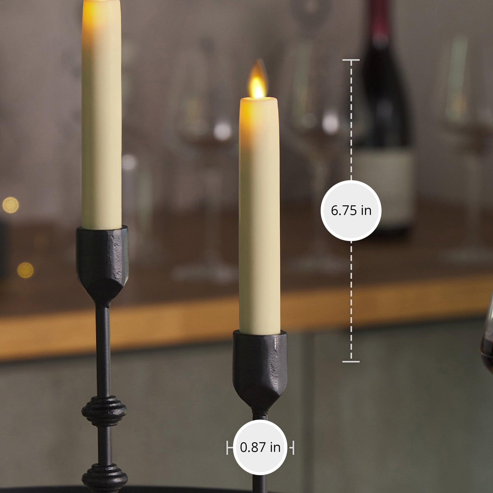 Ivory Flameless Candle Tapers - Flat Top - 6.75" Height - Set of 2 ...