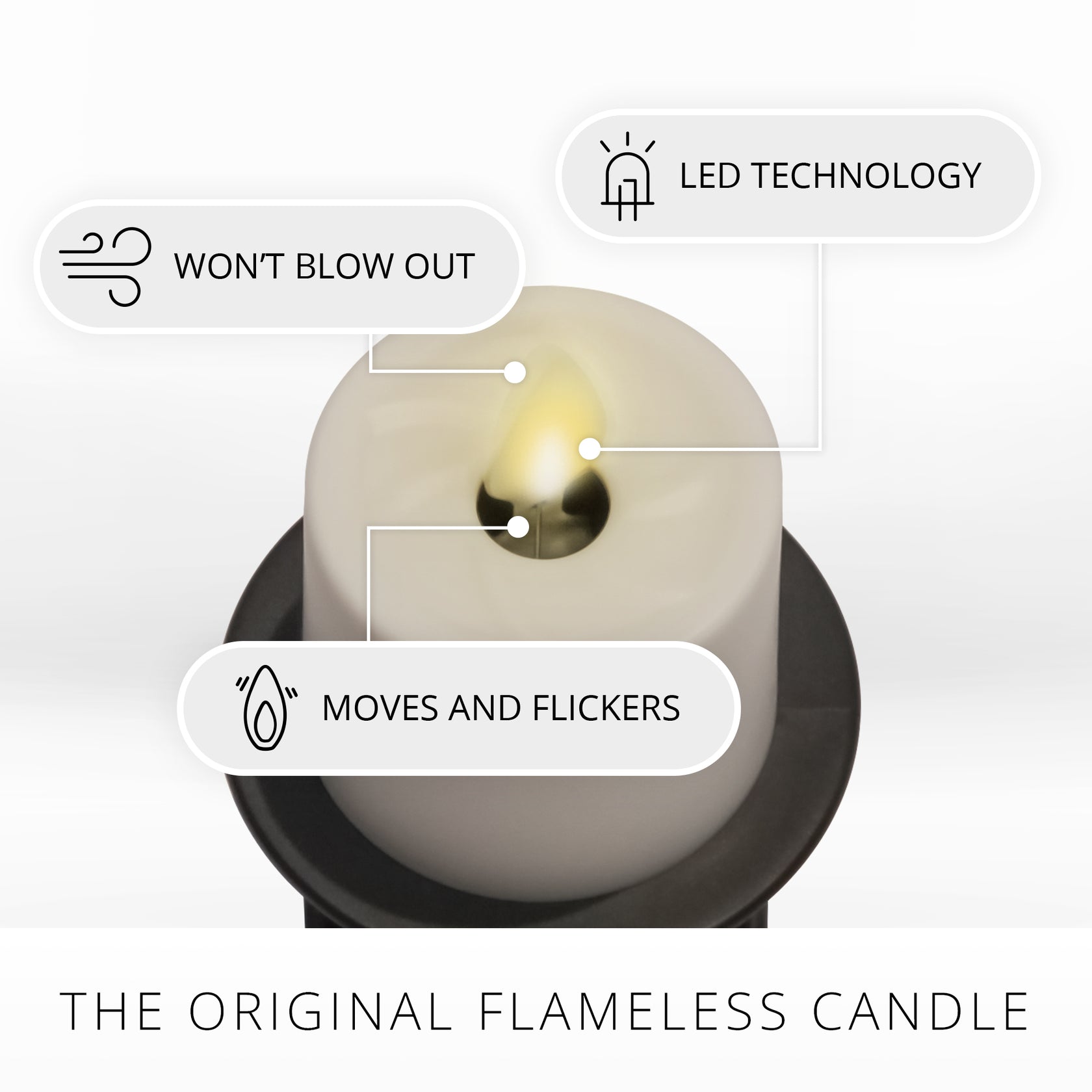 Luminara Bronze Candle Night Light with Real Flame-Effect