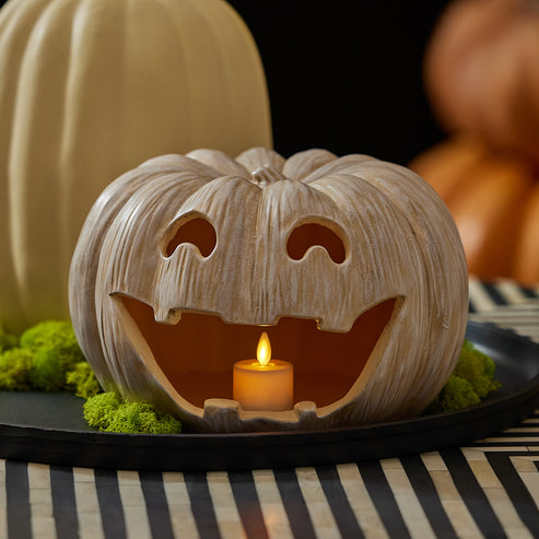 Perfectly Pale Jack-o'-lantern Pumpkin Tealight Holder – Luminara