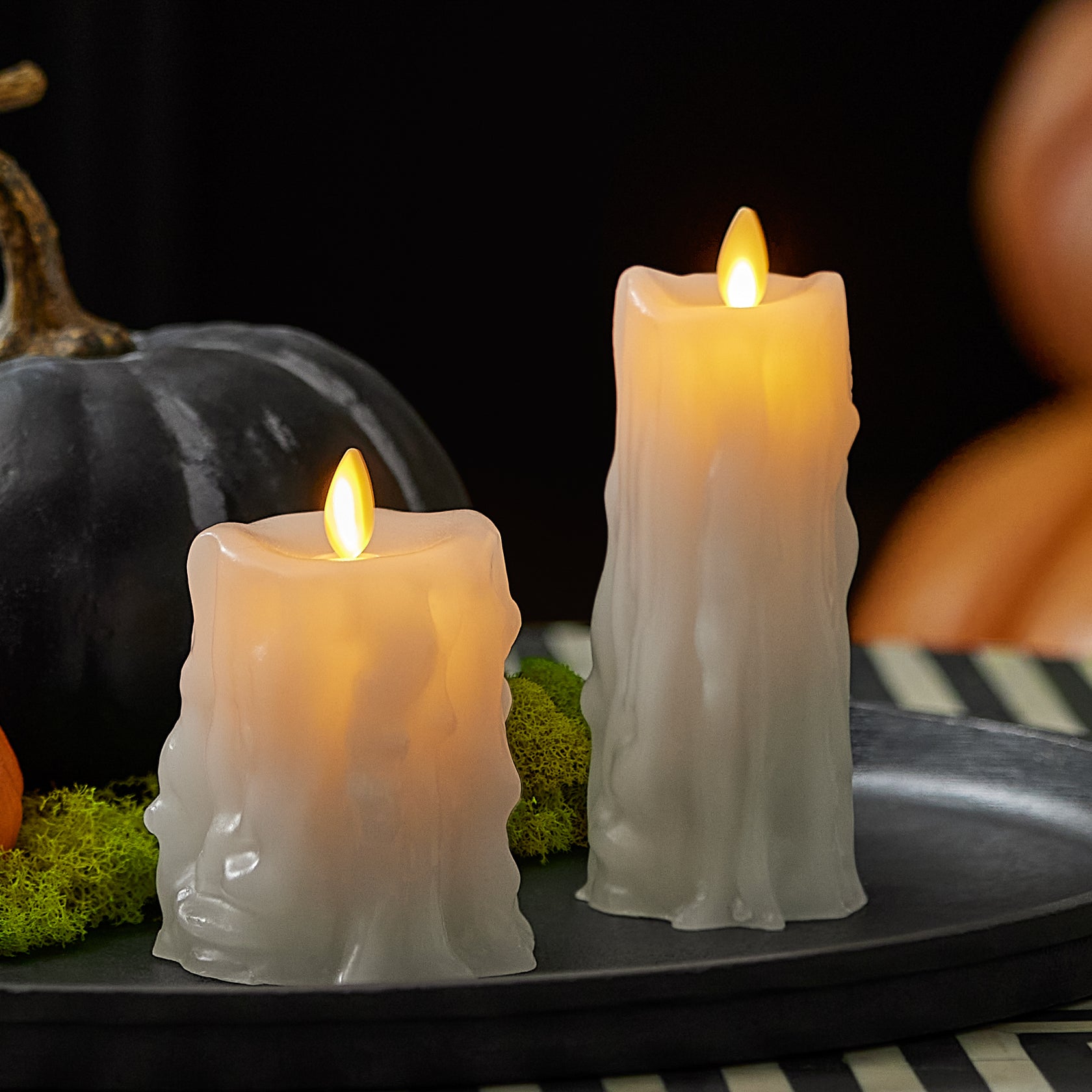 White Flameless Wax Dripped Candle | Luminara