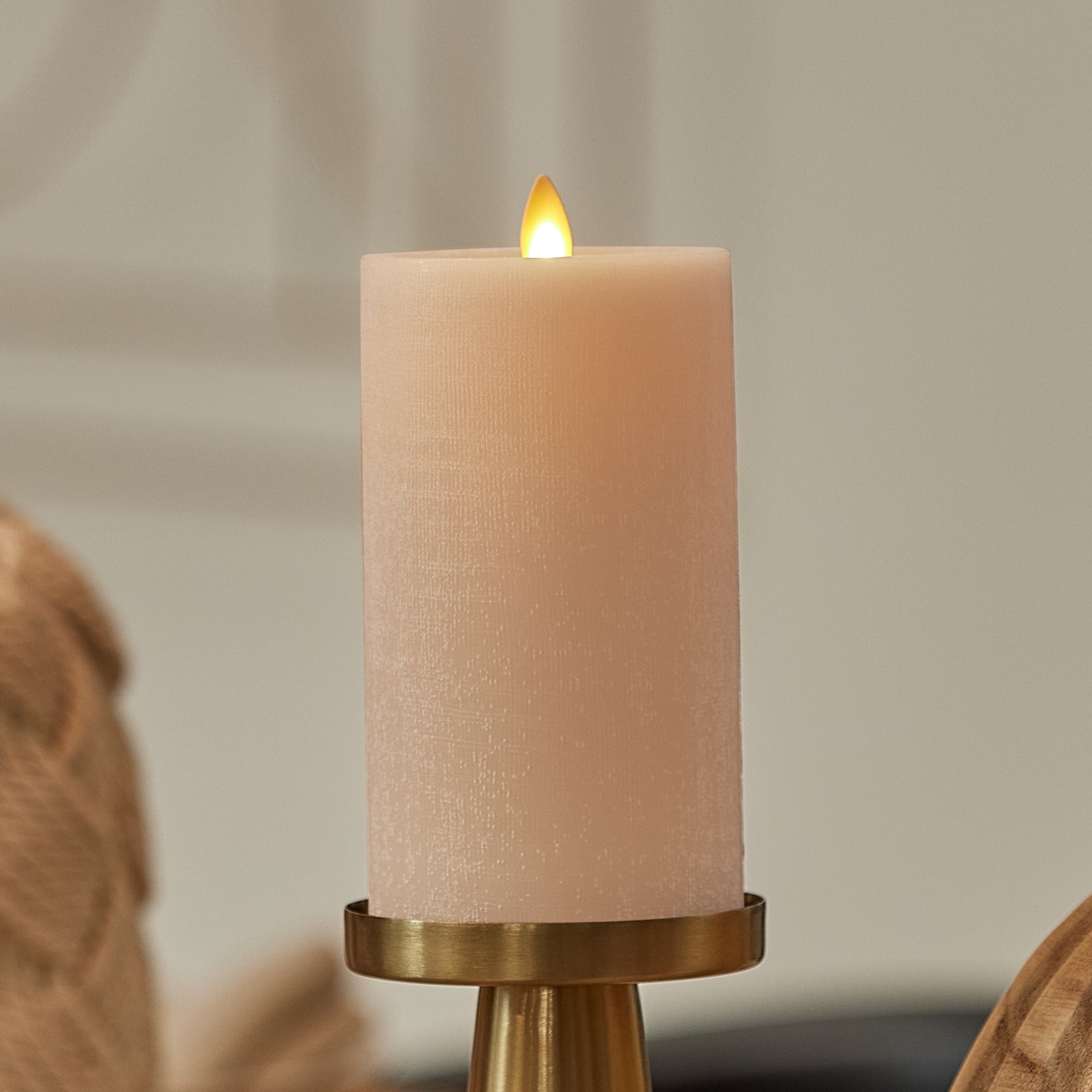 Irish Cream Chalky Linen Flameless Candle Pillar – Luminara
