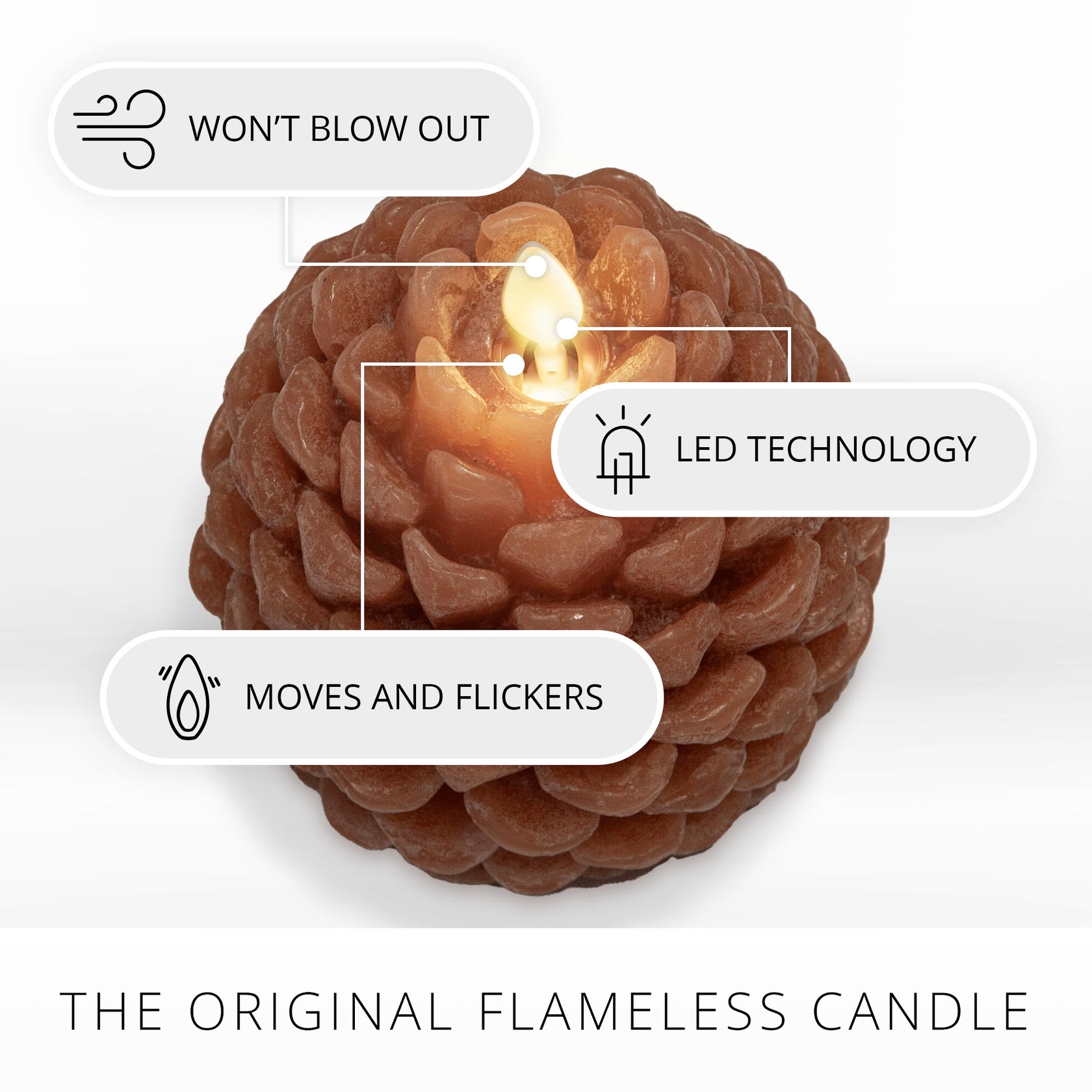 Adobe Flameless Candle Pinecone – Luminara