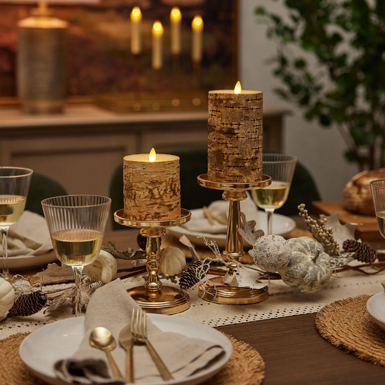 Real Birch Flameless Candle Pillar - Recessed Top | Luminara