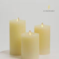 Set of 3 Ivory Flameless Candle Pillars with Flame-Effect | Luminara