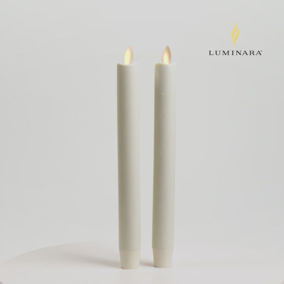 Set of 2 White Flameless Candle Tapers w/ Moving Flame – Luminara