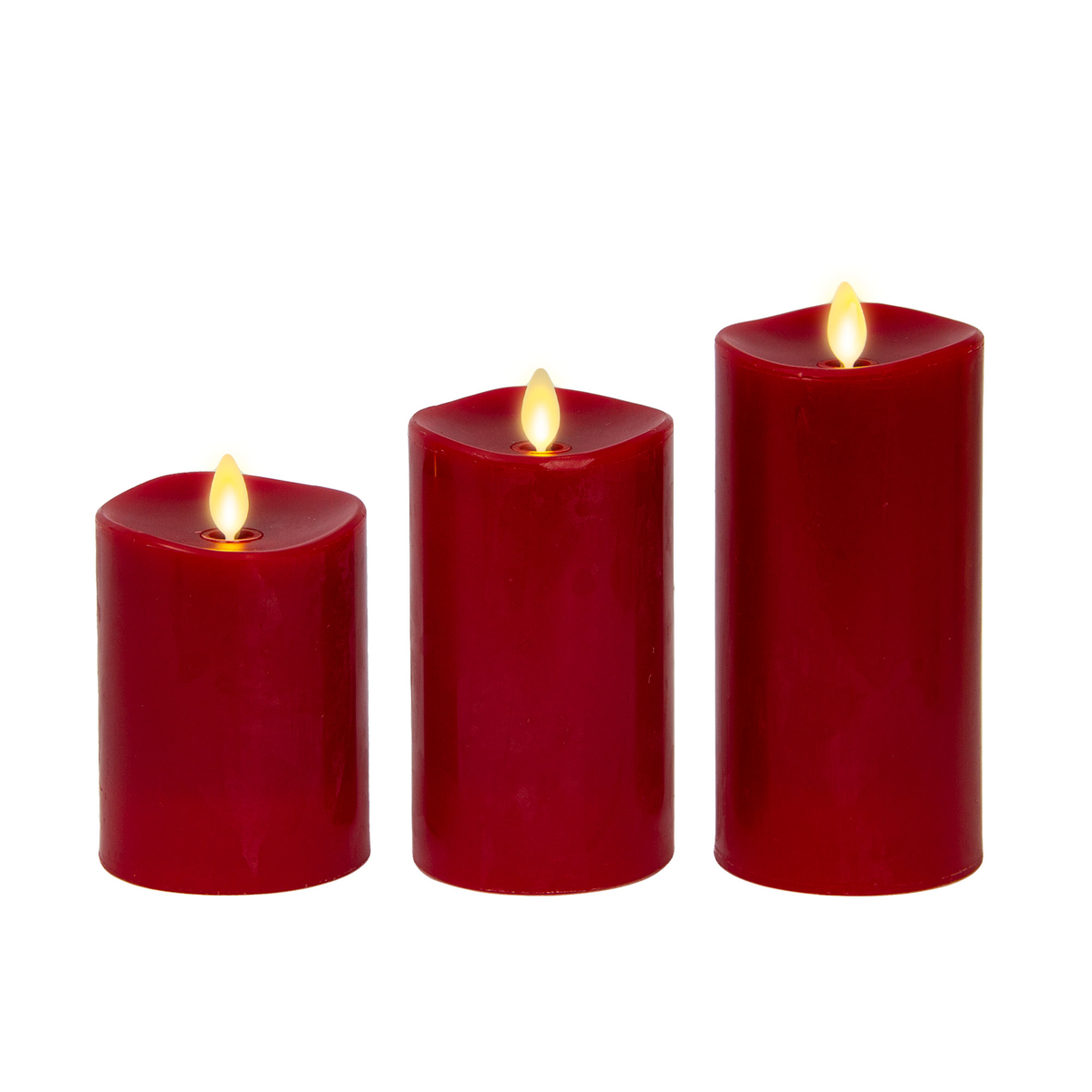 Flameless Burgundy Candle Pillars w/ Flame-Effect | Luminara