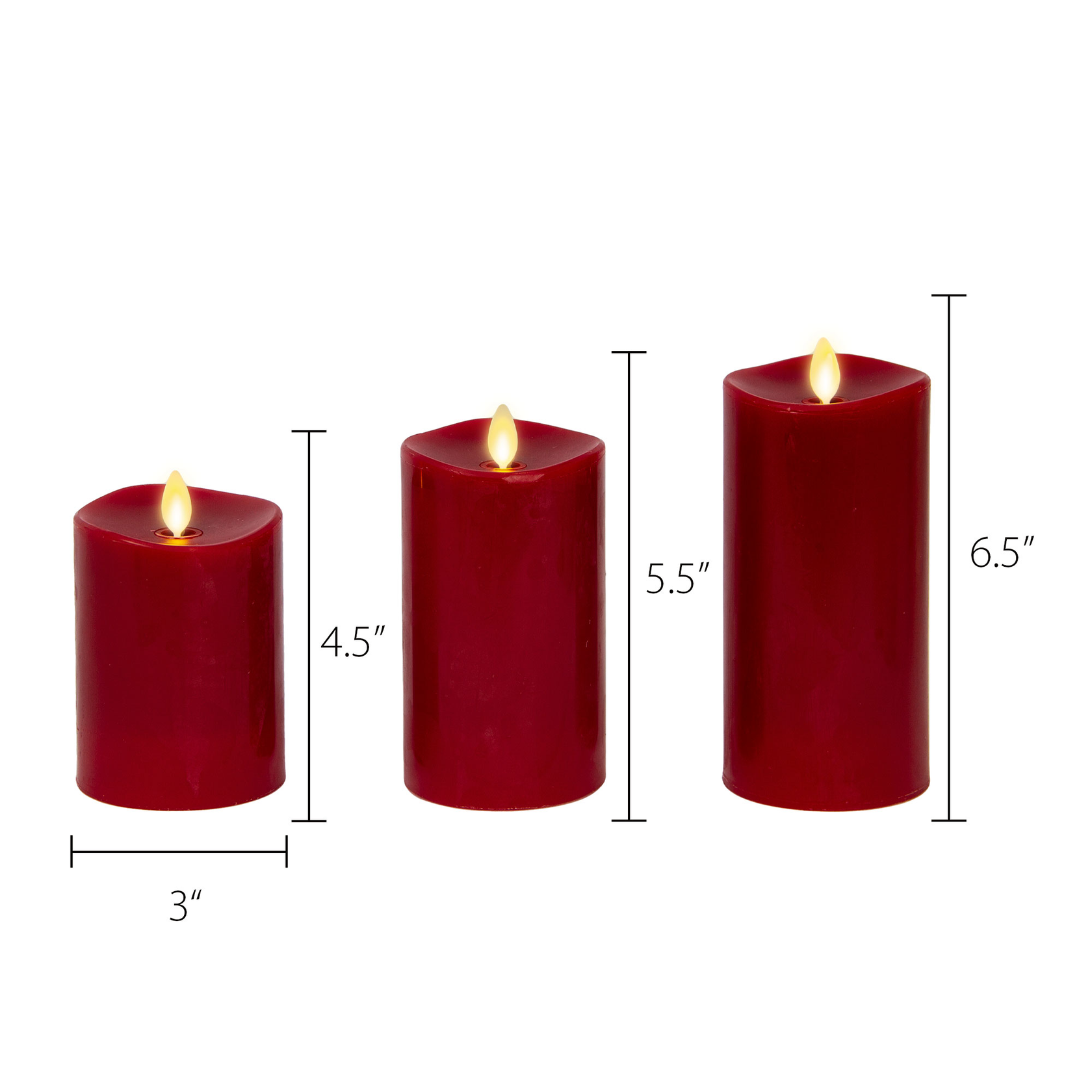 Flameless Burgundy Candle Pillars w/ Flame-Effect | Luminara