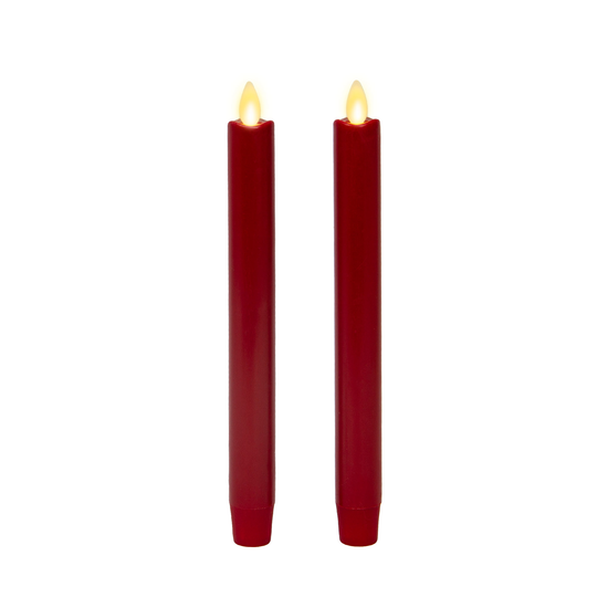 Burgundy Flameless Candle Tapers with Flame-Effect – Luminara